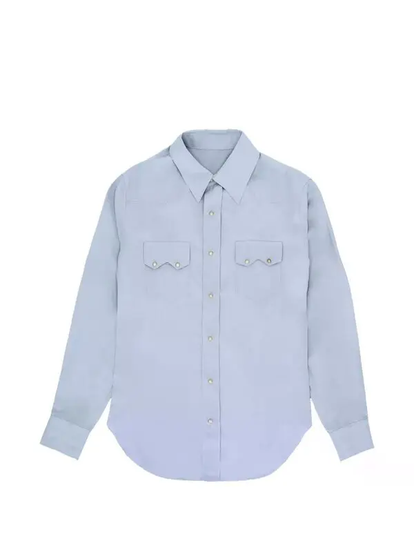 FORTELA Flap-pocket Silk Shirt - Blue