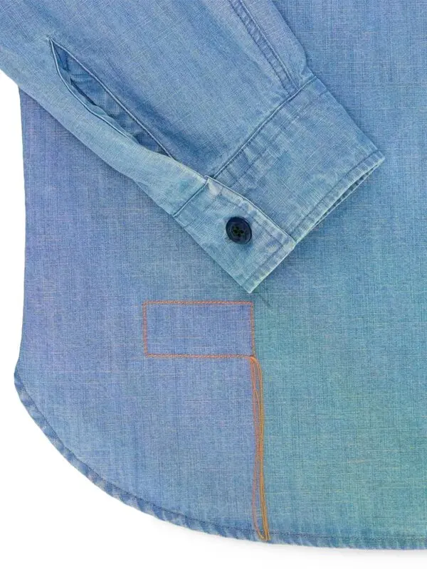 FORTELA Chest-pockets Chambray Overshirt - Blue