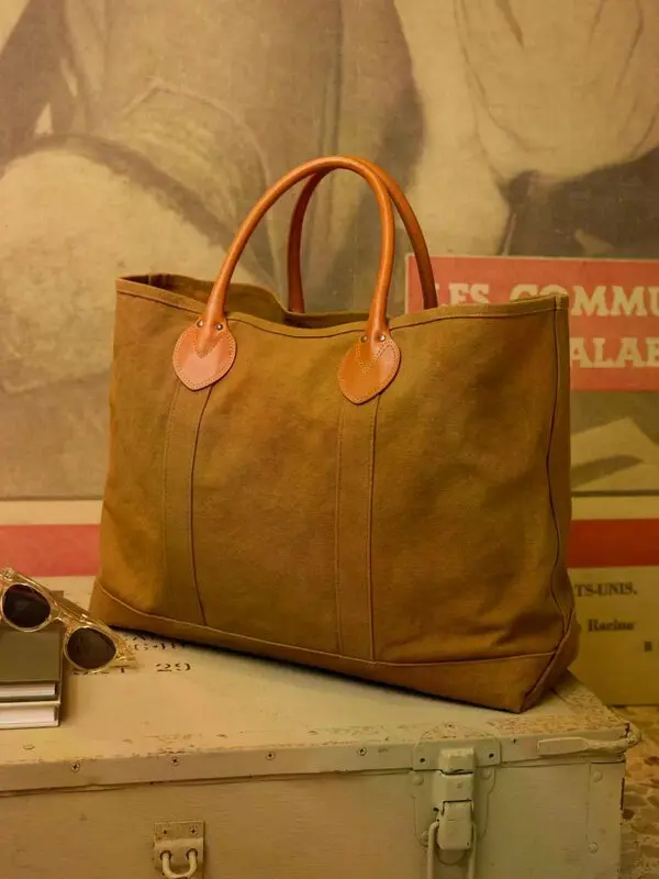 FORTELA Reinforced Stitching Handle Tote Bag - Brown