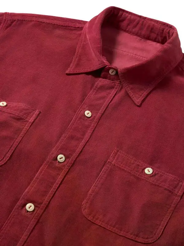 FORTELA Work Patch-pocket Corduroy Shirt - Red