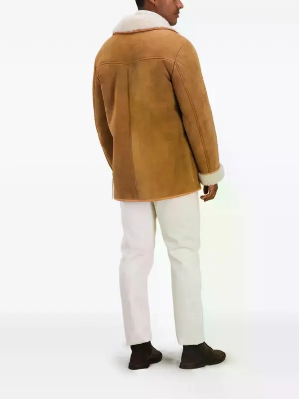 FORTELA Double-breasted Shearling Jacket - Brown