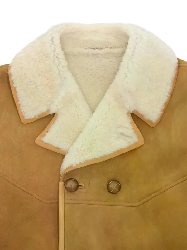 FORTELA Double-breasted Shearling Jacket - Brown
