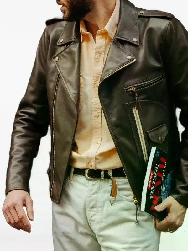FORTELA Asymmetrical-zip Leather Jacket - Brown