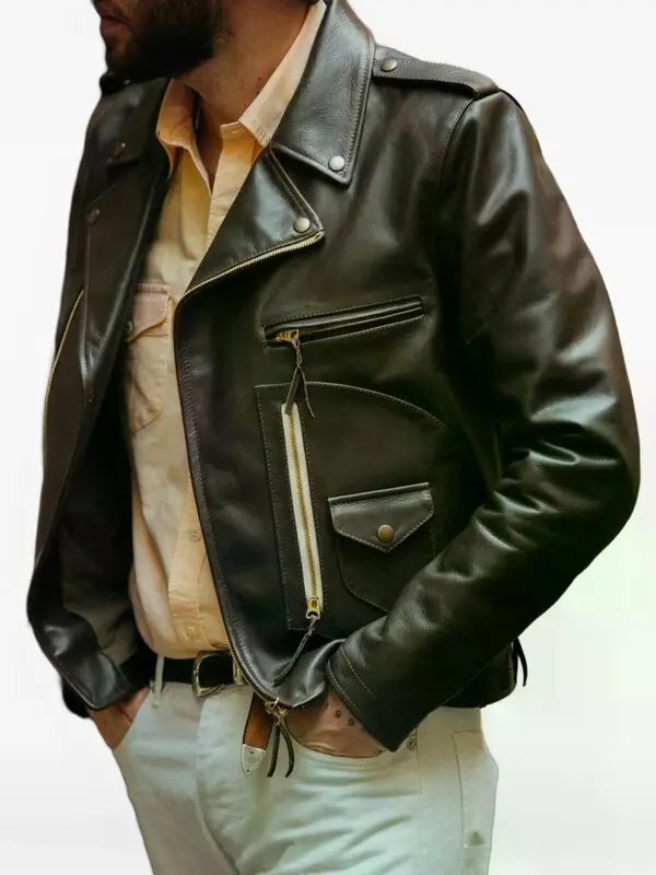 FORTELA Asymmetrical-zip Leather Jacket - Brown