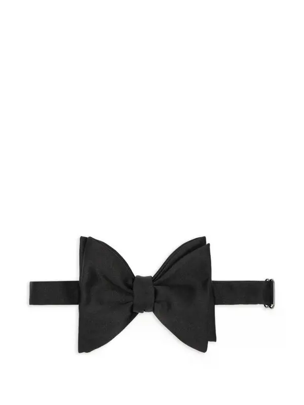FORTELA Dropped Silk Bow Tie - Black