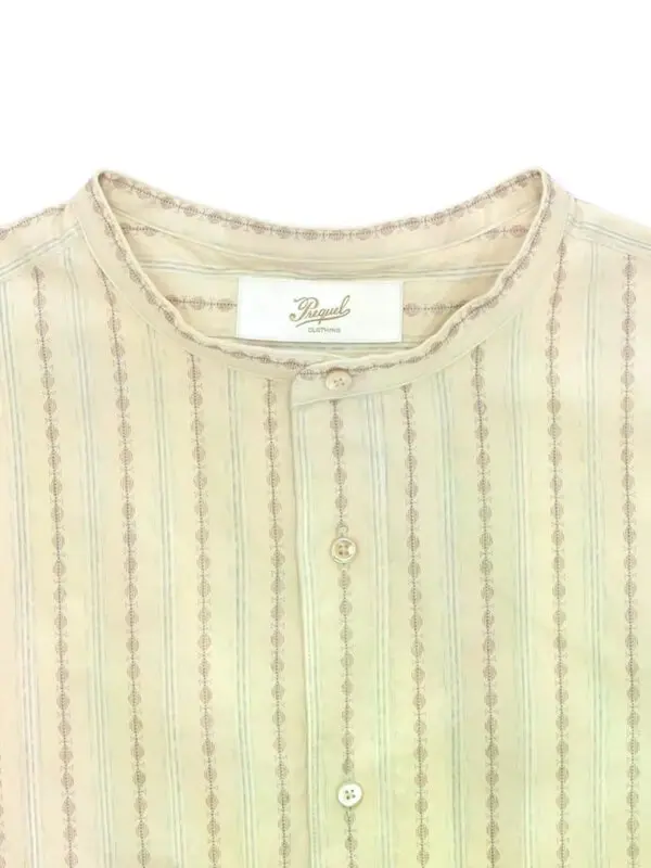 FORTELA Prequel Stand-up Collar Striped Shirt - Neutrals