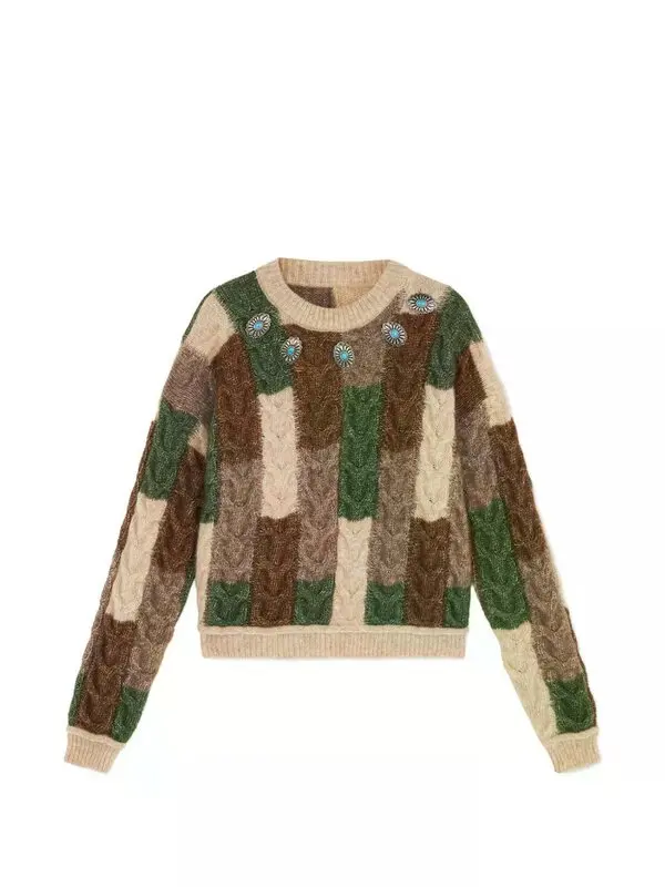 FORTELA Letitia Patchwork Crew-neck Sweater - Brown