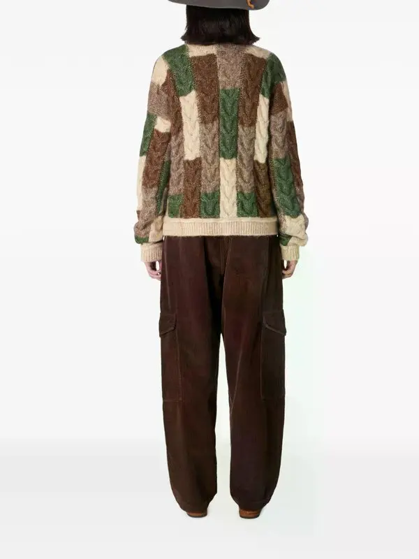 FORTELA Letitia Patchwork Crew-neck Sweater - Brown
