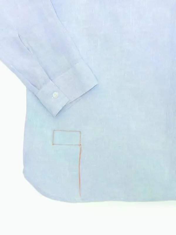 FORTELA Work Patch-pockets Linen Shirt - Blue