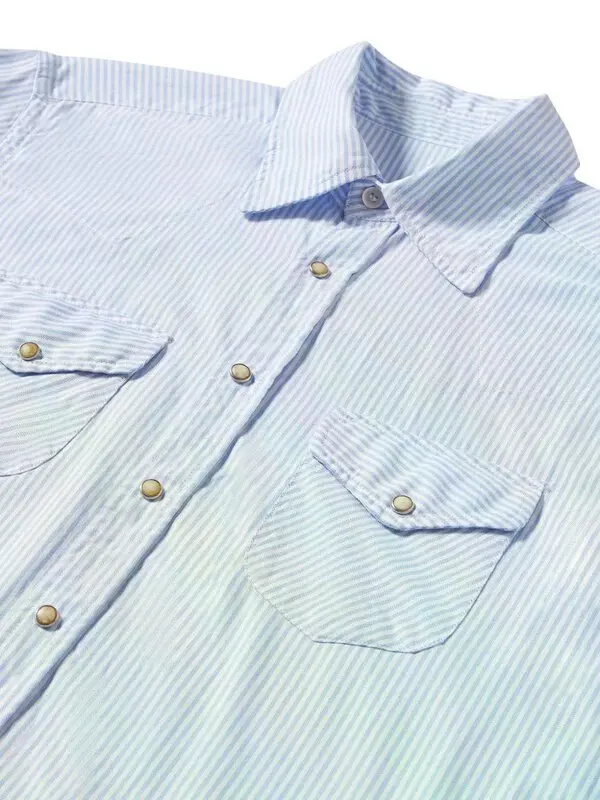 FORTELA Striped Patch-pockets Shirt - Blue