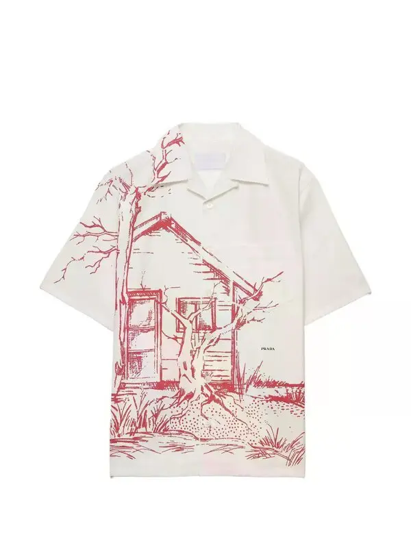 Prada Printed Bowling Shirt - White