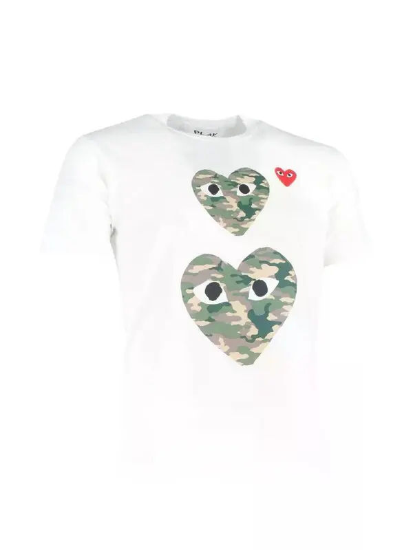 Comme Des Garçons Camouflage-heart T-shirt - White