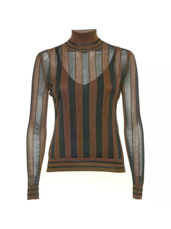 Fendi Striped Turtleneck Knit Top