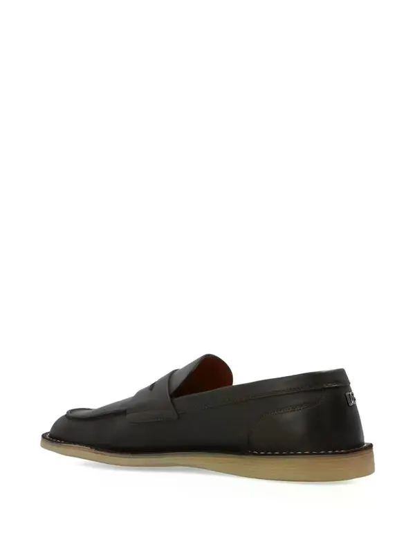 Dolce & Gabbana Logo-detail Leather Penny Loafers - Brown