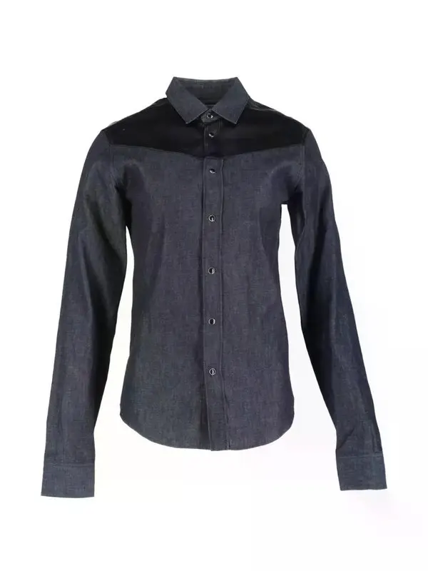 Saint Laurent Leather-trim Long-sleeve Shirt