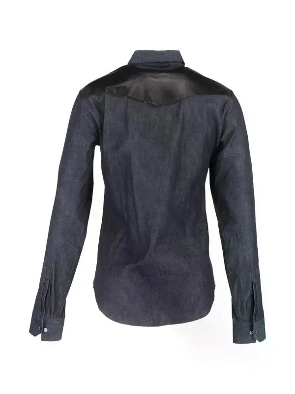 Saint Laurent Leather-trim Long-sleeve Shirt