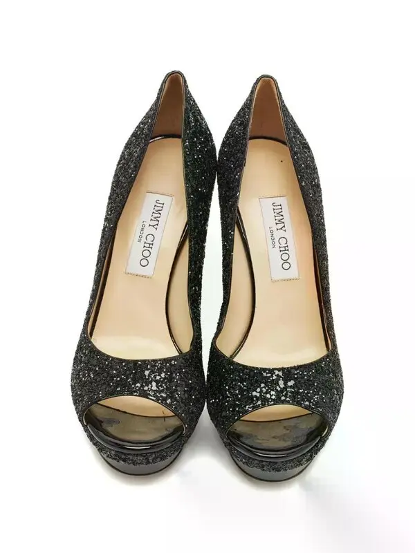 JIMMY CHOO Luna Glitter Platform Pumps
