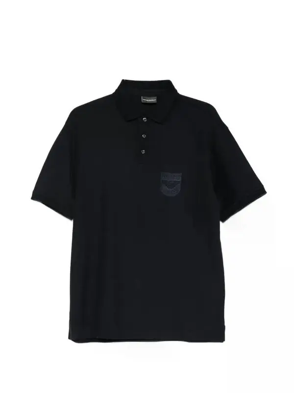 Emporio Armani Logo-patch Polo Shirt - Blue