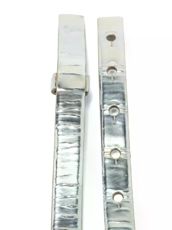 Oscar De La Renta Leather Crystal Belt - Silver