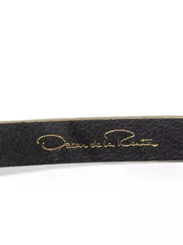 Oscar De La Renta Leather Crystal Belt - Silver