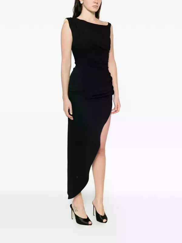 Elisabetta Franchi Crêpe Jersey One-shoulder Dress With Jewel Detail - Black
