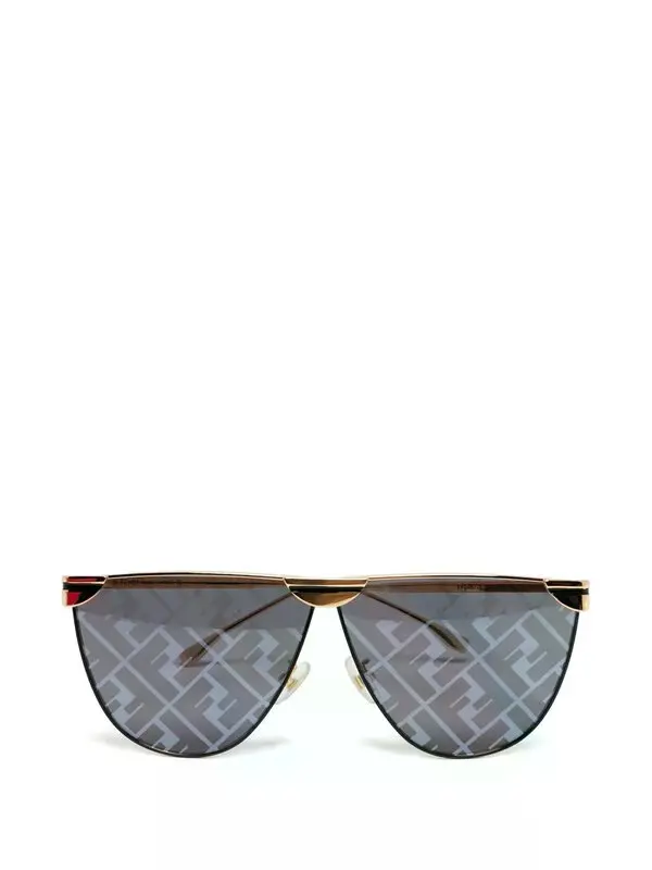Fendi Monogram-lenses Shield Sunglasses - Gold