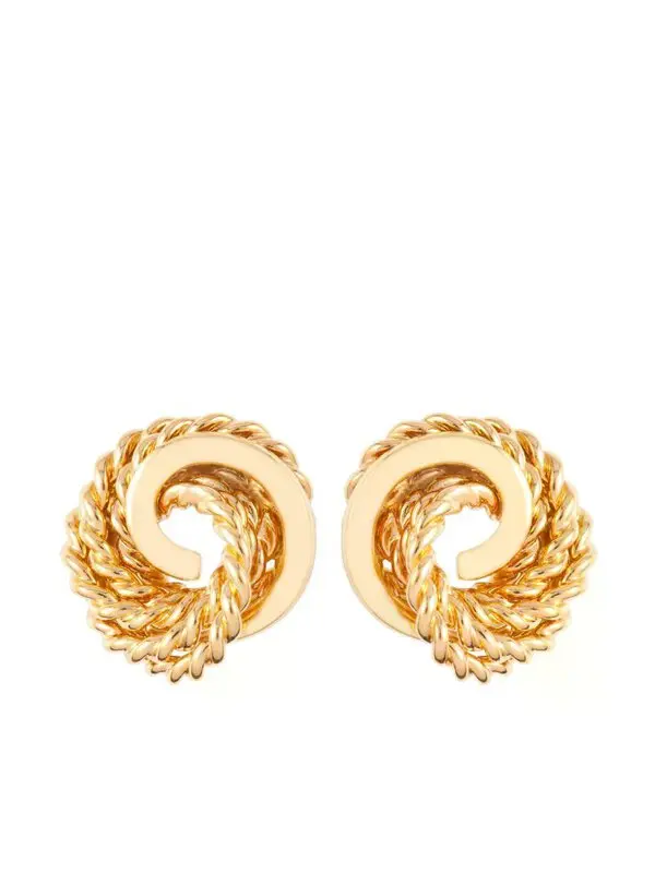 SUSAN CAPLAN 1980s Monet Twisted Clip-on Earrings - Gold