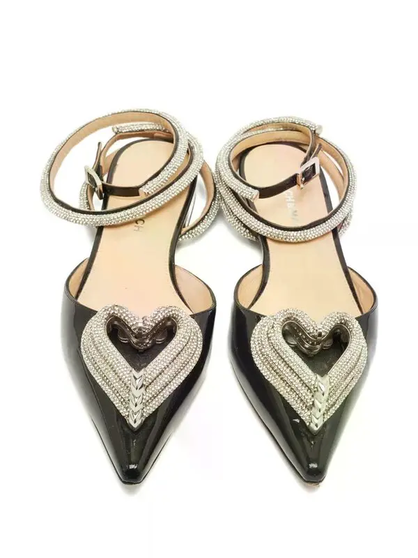 Mach & Mach Triple Heart Leather Flat Pumps