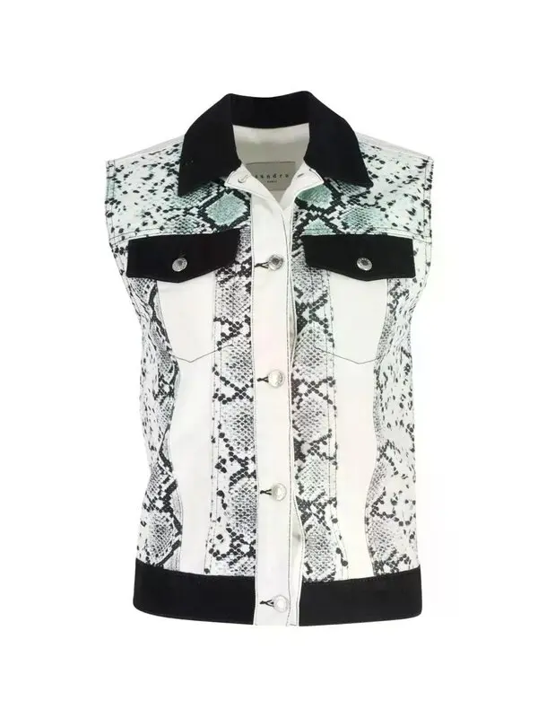 Sandro Snake-print Cotton Vest - White