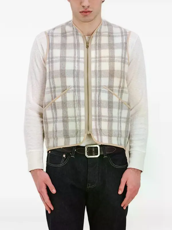 FORTELA Check-pattern Zip-up Gilet