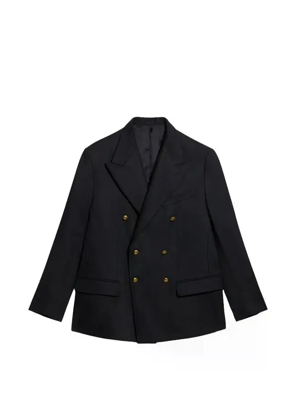 FORTELA Double-breasted Flap Pocket Blazer - Black