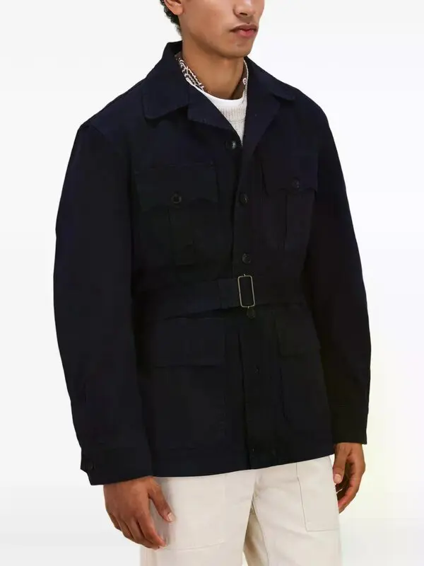 FORTELA Belted Chest-pocket Jacket - Blue