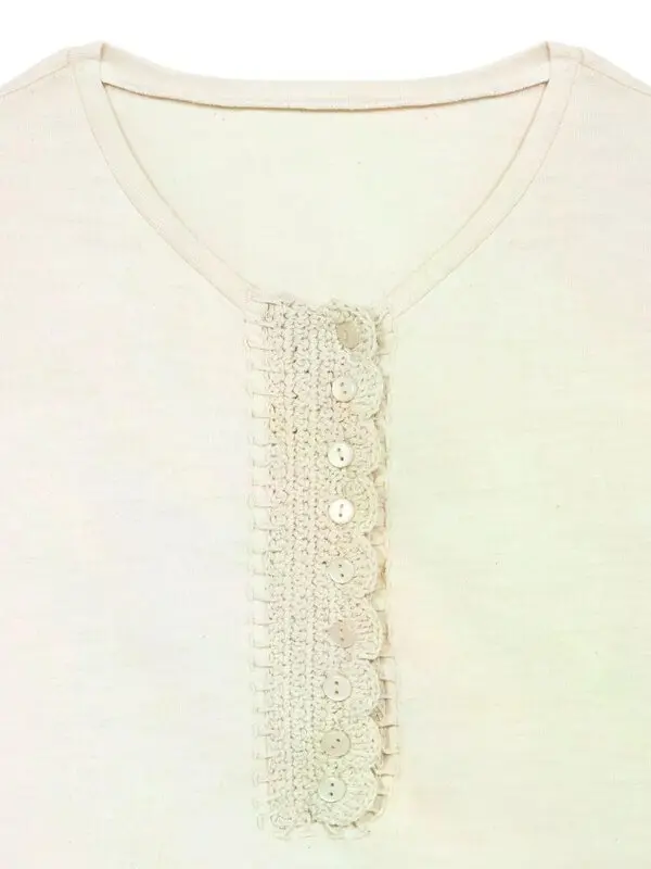FORTELA Crochet-detailed T-shirt - Neutrals