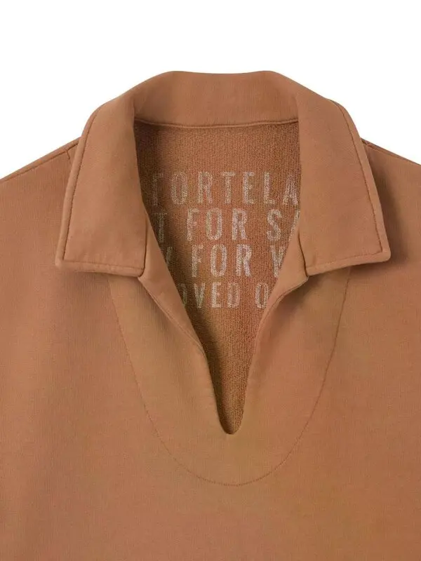 FORTELA Grand V-neck Short-sleeve Sweatshirt - Brown