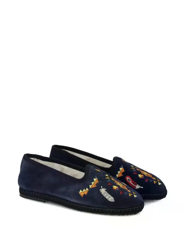 FORTELA Frutate Friulane Embroidered Ballet Flats - Blue