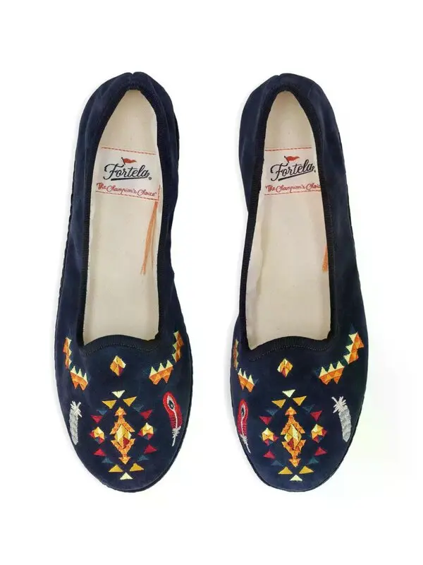 FORTELA Frutate Friulane Embroidered Ballet Flats - Blue