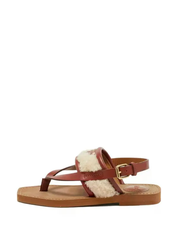 Chloé Fur And Leather Thong Sandals