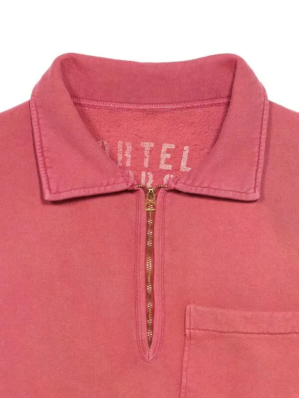 FORTELA Polo-collar Pocket Zip-up Polo Shirt - Red