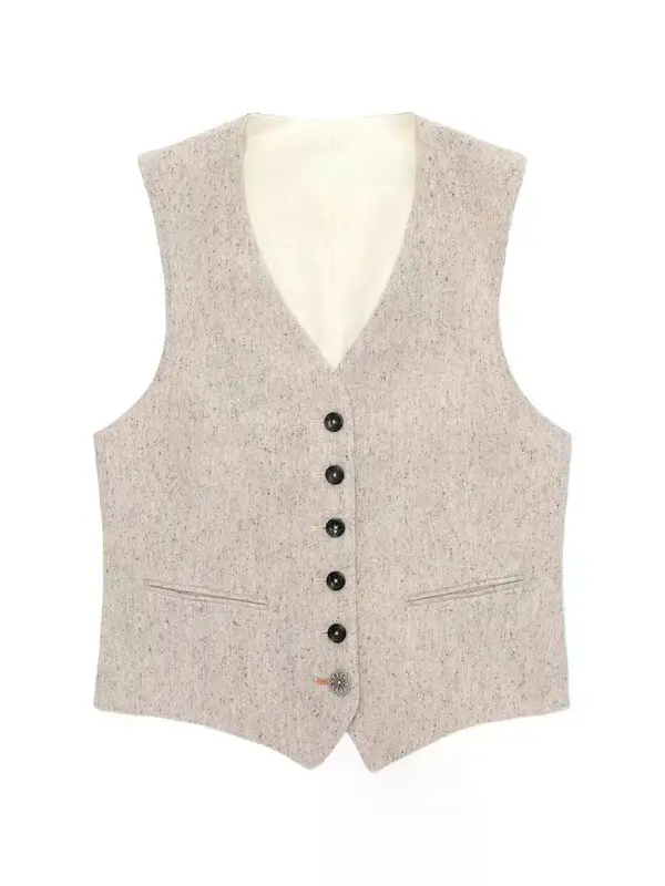 FORTELA Demi Button-front Single-breasted Waistcoat - Neutrals