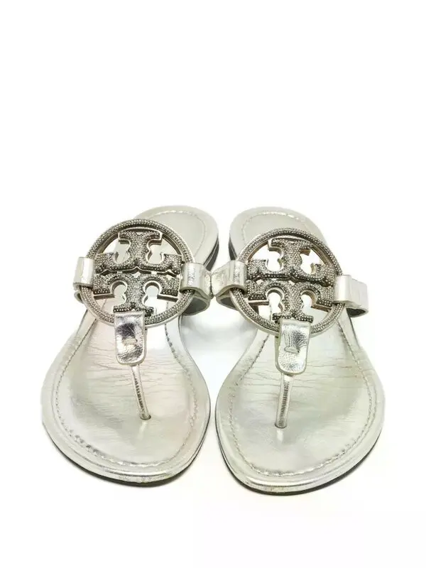 Tory Burch Miller Leather Sandals - Silver