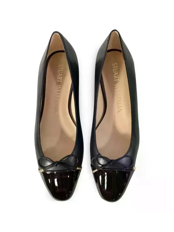 STUART WEITZMAN Bow-detail Leather Flat Pumps