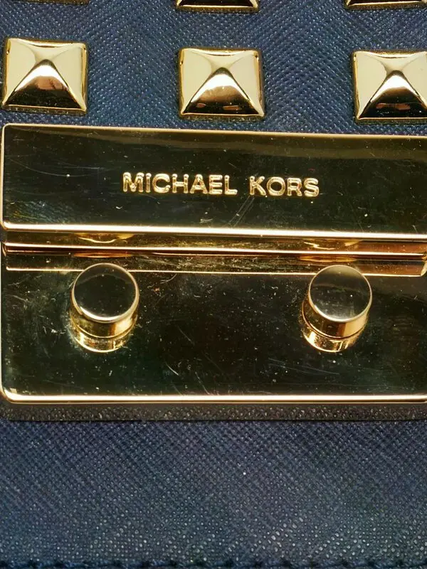 Michael Kors Sloan Stud-embellished Leather Shoulder Bag - Blue