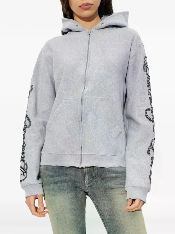 Balenciaga Logo Zip-up Hoodie - Grey