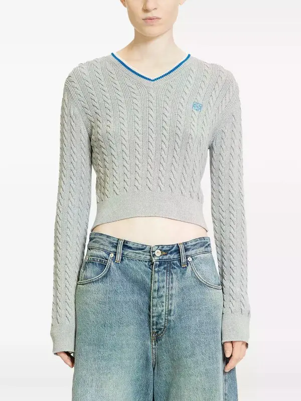 Loewe Cable Knit V-neck Sweater