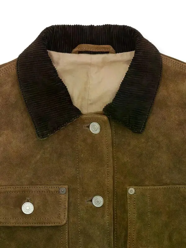 FORTELA Fedra Corduroy-collar Leather Jacket