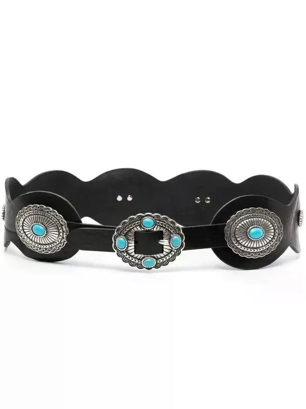 FORTELA Calf-leather Engraved Belt - Black