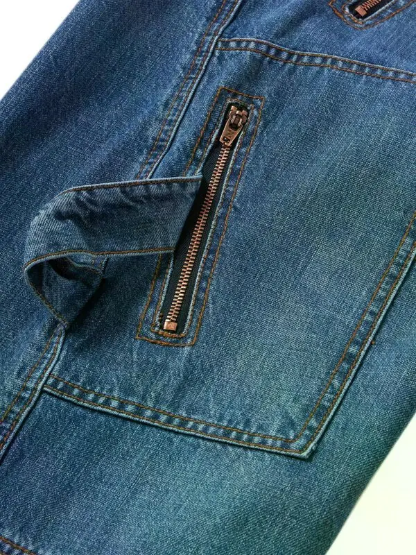 FORTELA Wide-leg Denim Cargo Pants