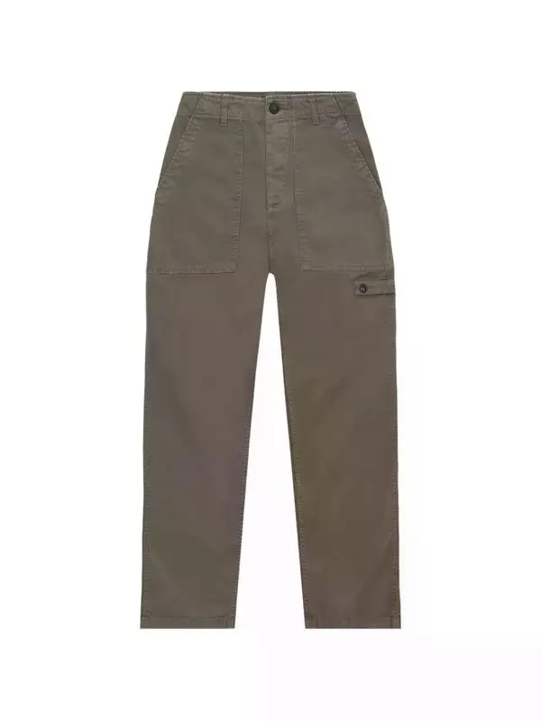 FORTELA Jerry Button Cotton Straight Trousers - Grey