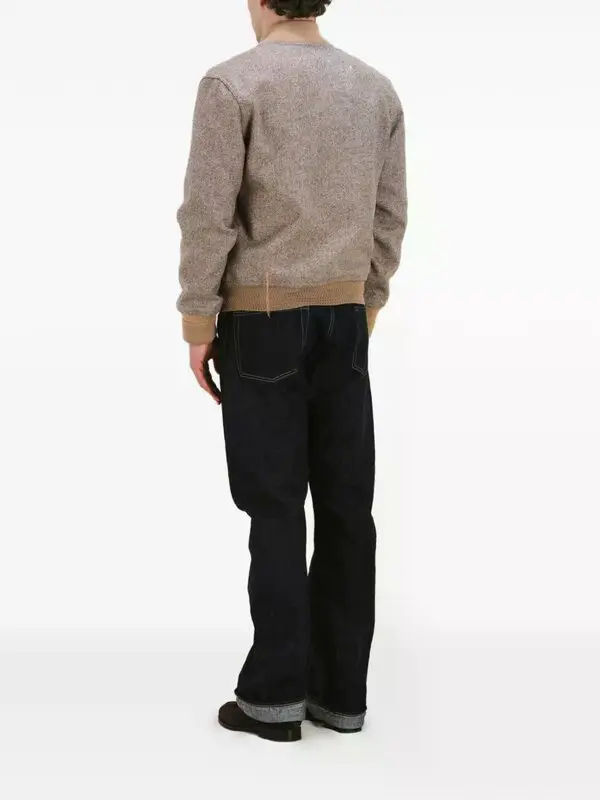 FORTELA Cruiser Bomber Jacket With Herringbone Pattern And Ribbed Trim - Neutrals