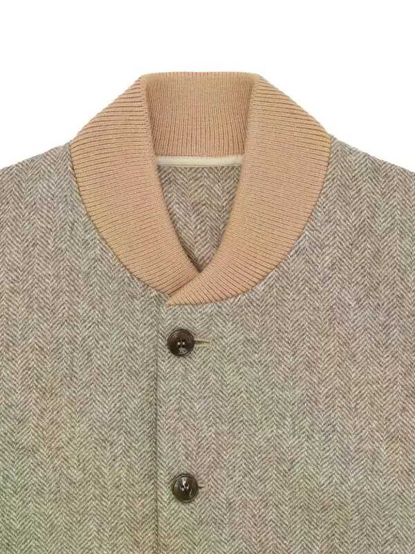 FORTELA Cruiser Bomber Jacket With Herringbone Pattern And Ribbed Trim - Neutrals